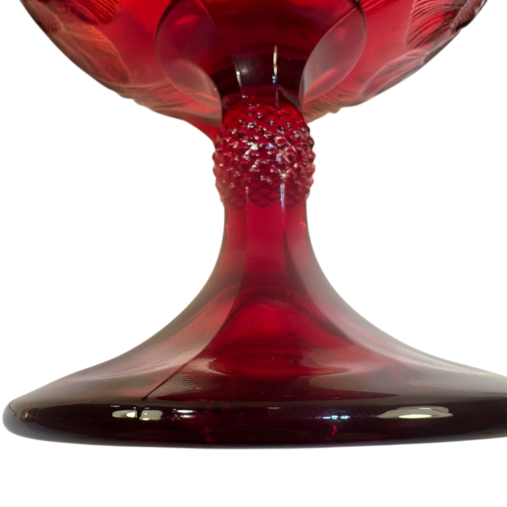 Mosser Ruby Red Glass Compote Pedestal Bowl New USA 6.5” Fruit Candy ...